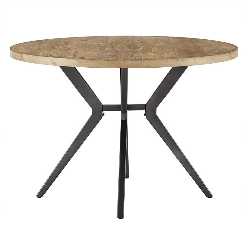 Mercury Row® Etna Round Solid Wood Top Metal Base Dining Table & Reviews | Wayfair